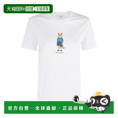 1h可退 香港直邮MAISON KITSUNE 女士 狐狸圖案圓領T卹 PW00119KJ