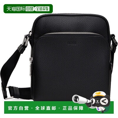 1h可退 香港直邮BOSS 波士 男士 黑色 Embossed-Logo Reporter 斜