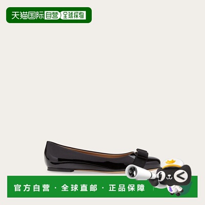 自营欧洲直邮Ferragamo菲拉格慕 Varina女士黑色小牛皮芭蕾舞鞋