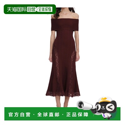 1h可退 香港直邮Self-Portrait 针织蕾丝拼接中长连衣裙 SS26-089