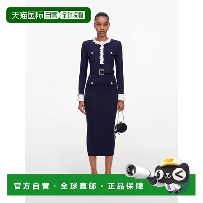 香港直邮Self-Portrait 女士 罗纹花瓣图案中长连衣裙 AW26101MNN