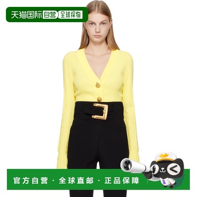 香港直邮Balmain 巴尔曼 女士 黄色 Buttoned V-Neck Light Knit