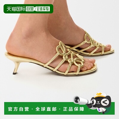 自营欧洲直邮Loewe罗意威 Anagram女士金色花瓣皮革高跟凉鞋单鞋