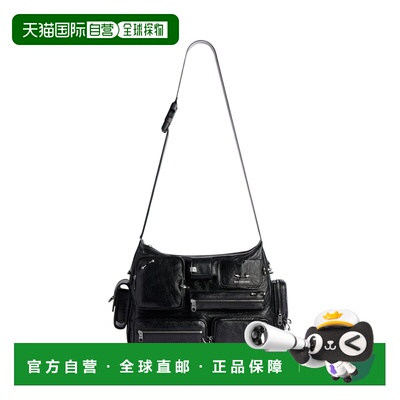 自营欧洲直邮Balenciaga巴黎世家 Superbusy男士黑色BB标识单肩包