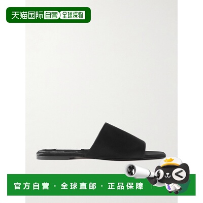 1h可退 toteme 女士 绸缎斜纹凉拖 253WAS0244FB0401BLAC拖鞋