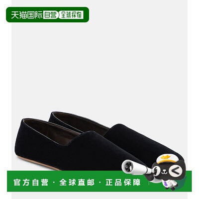 香港直邮The Row 女士 Ponti 天鹅绒便鞋 Black 黑色单鞋时尚舒适