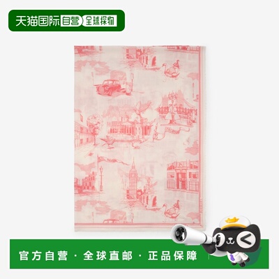 自营欧洲直邮Burberry博柏利 London Landmarks女士粉色羊毛真丝