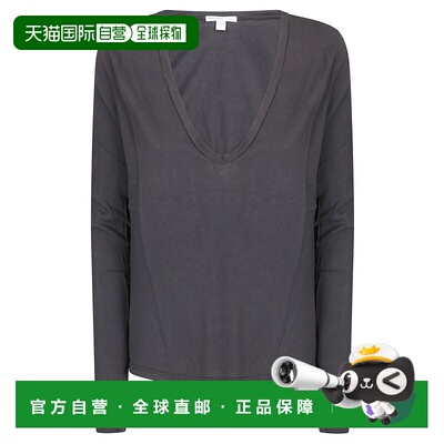 香港直邮James Perse 女士T恤 WUC3225BLK AW2025 黑色 Deep V L/