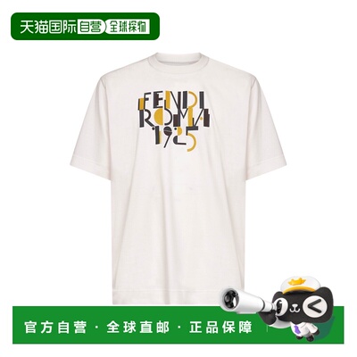欧洲直邮FENDI 男士T恤 FY0936AVOHF1J7C CO 白色 T-SHIRT男装