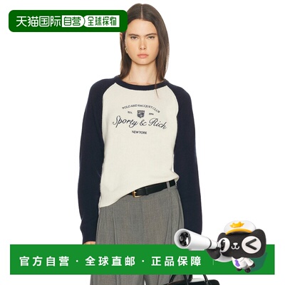 1h可退 香港直邮SPORTY & RICH 女士 Syracuse 羊绒棒球毛衣 WS07