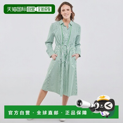 欧洲直邮Tommy Hilfiger衣服女短款连衣裙白色ORG CO STRIPE MIDI