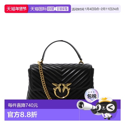 1h可退 香港直邮Pinko 品高 女士 黑色皮革手袋 100043A0GKZ99QBL