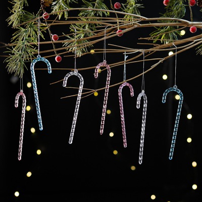 Christmas ornament set, cane pendant, colorful crutch gift