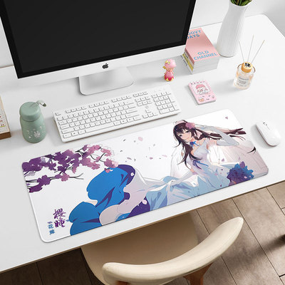 盈通樱瞳花嫁鼠标垫超大号桌垫办公电脑键盘垫工位二次元萌宠周边