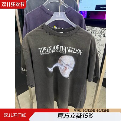 美式休闲卡通动漫水洗做旧T恤Tee