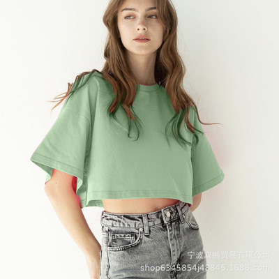 Spring And Summer 2026 New Solid Color Short T-shirt Women's