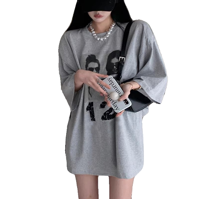 韩版bf风复古印花纯棉t恤女半袖宽松休闲港味下衣失踪上衣chic潮