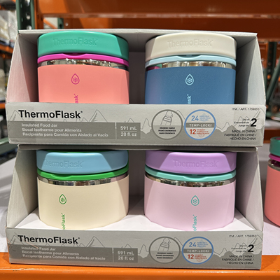 特价开市客ThermoFlask不锈钢保温杯保温罐密封饭盒盛汤饭盒2件套