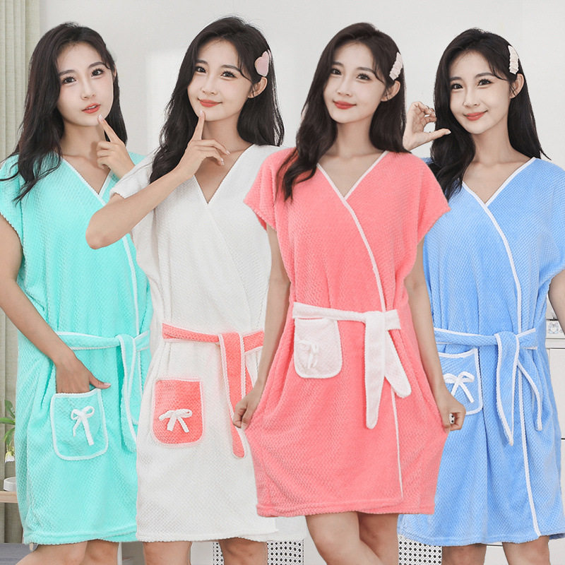 ins风高颜值可穿式浴巾浴裙吸水速干不毛睡袍浴袍