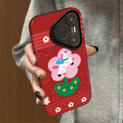 2026马年新年款适用华为Pura80pro手机壳huaweiPura80Ultra新款70高级红色p60套p40本命年50花朵小马