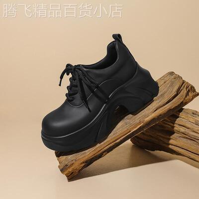宋小茹SXR丨厚底增高7CM丨乐福鞋女2025新款春季黑色小皮女鞋单鞋