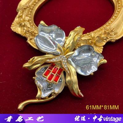 欧玛拉中古西洋兰花打标云胸针