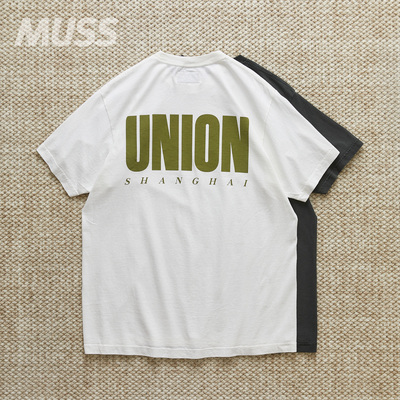 现货 UNION SHANGHAI CREW TEE 美产展会限定字母LOGO水洗短袖T恤