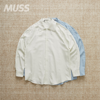 AURALEE匹马棉羊绒人字纹衬衫