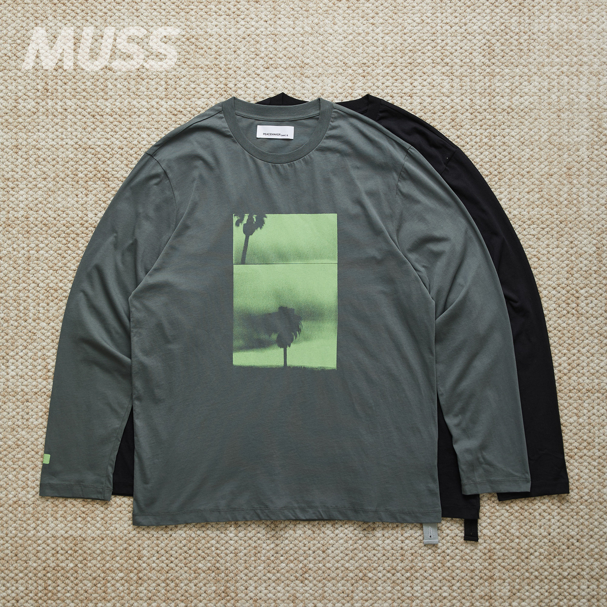 现货 OAMC PEACEMAKER REGULAR L/S 抽象相片印花拼接做旧长袖T恤