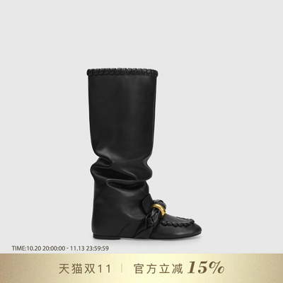 DYMONLATRY编织装饰条带乐福靴