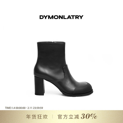 DYMONLATYR粗跟圆头短靴