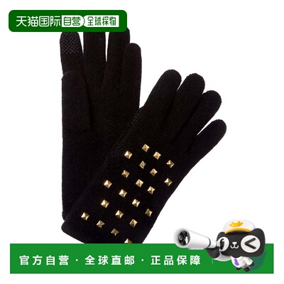 自营Portolano Studs Cashmere Tech Gloves - black 美国奥莱直