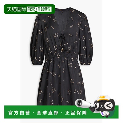 自营 潮奢 Maje 女士 珠片精饰缎面迷你连衣裙 MFPRO03361NOIR