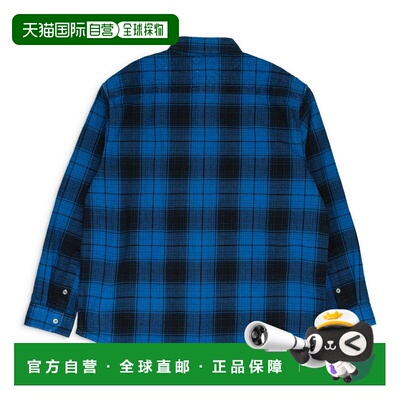 自营purple brandPLAID FLANNEL LS SHIRT BLUE CASUAL BUTTON-DO