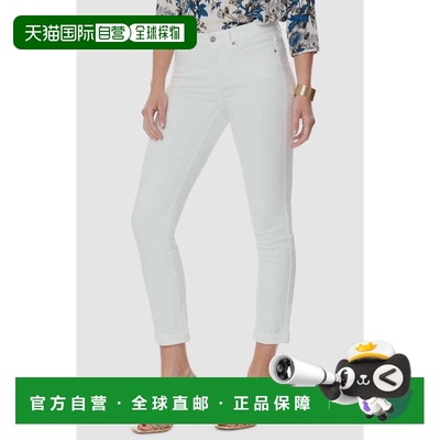 自营NYDJ Sheri Jeans Women's Optic White Denim Cuffed Hem Sk