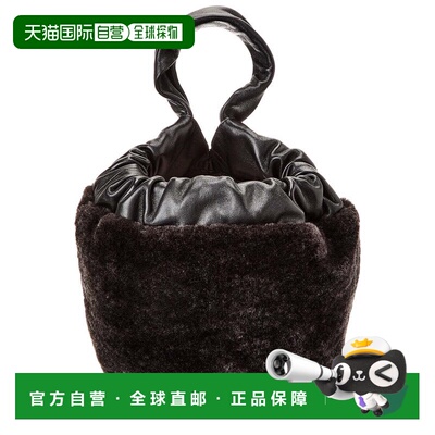 自营Jil Sander Drawstring Leather Bucket Bag - black 美国奥