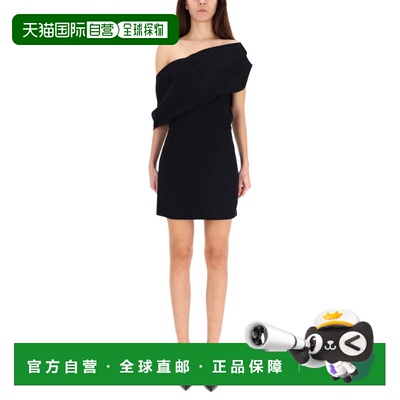自营jacquemusBlack Asymmetrical Off-Shoulder Mini Dress - bl