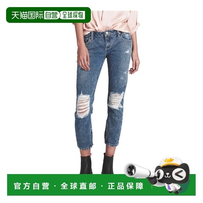 自营One Teaspoon Cotton Cropped Women's Jeans - blue 美国奥