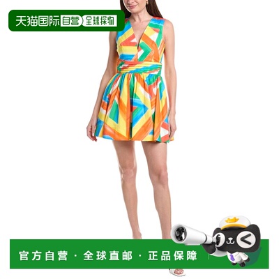自营Milly Nikki条纹格子迷你连衣裙-橙色吊带 美国直发奥莱