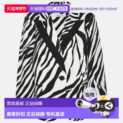 自营Marina Rinaldi Black/white Zebra Print Single Breasted C