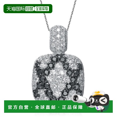 自营 geneviveGv 纯银白色和黑色方晶锆石吊坠 - 黑色 美国奥莱直