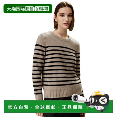 自营lilysilkStriped Round Collar Cashmere Sweater for Women