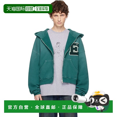1h可退 香港直邮潮奢 Erl 男士 绿色 Letterman 连帽衫 ERL11T026