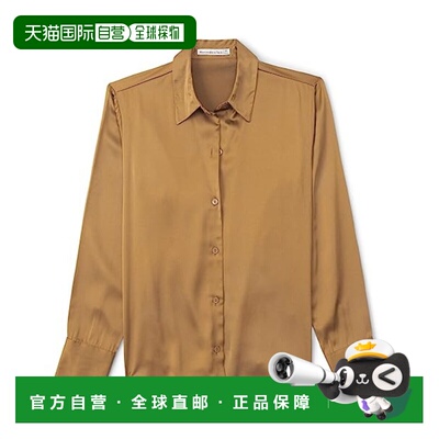 自营abercrombie & fitchAbercrombie&Fitch女式金色缎面长袖纽扣