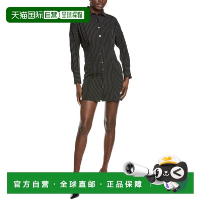 自营Kenneth Cole Drop Shoulder Shirtdress - black 美国奥莱直