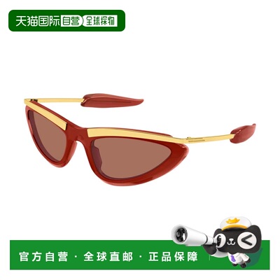 自营bottega veneta金色Bv1477s大胆猫眼太阳镜-红色 美国奥莱直