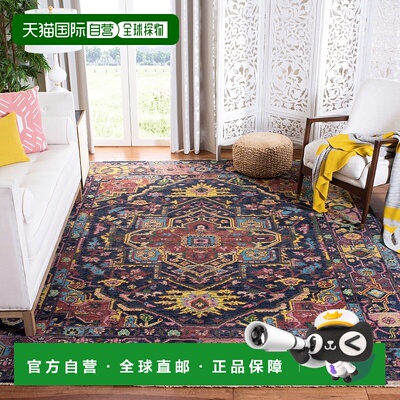 自营safaviehIzmir Hand Made Area Rug, Blue / Rust Traditiona