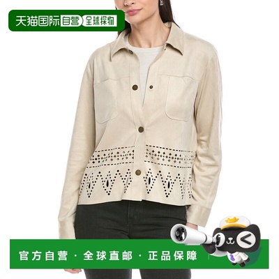 自营Vince Camuto Collar Eyelet Hem Jacket - brown 美国奥莱直