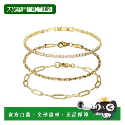 自营adornia18k Gold Plated Paperclip, Rope, and Tennis Brace