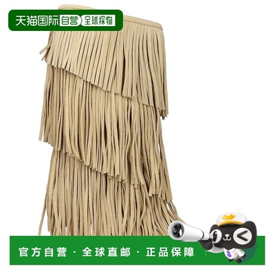 自营Paris Texas Leather Flat Women's Boots - beige 美国奥莱